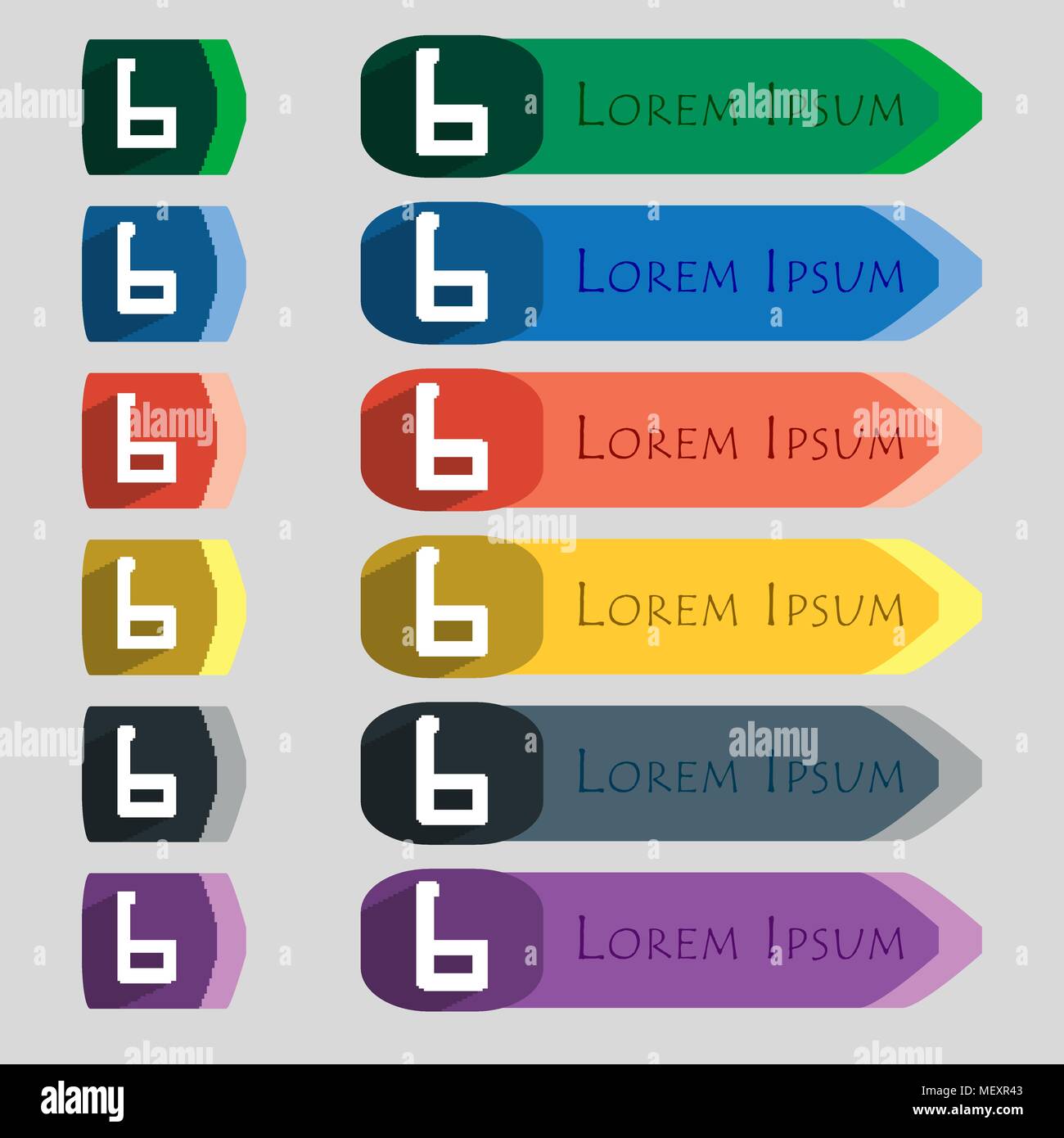 number six icon sign. Set of coloured buttons. Vector illustration ...