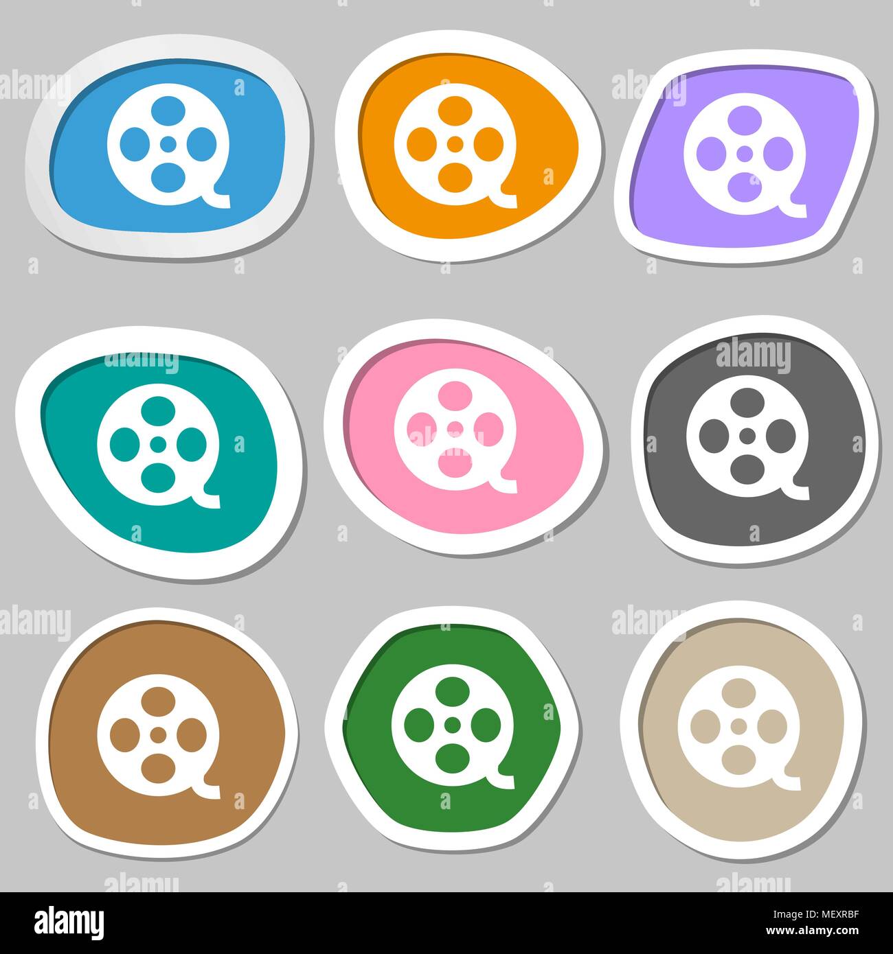 Video sign icon. frame symbol. Multicolored paper stickers. Vector ...