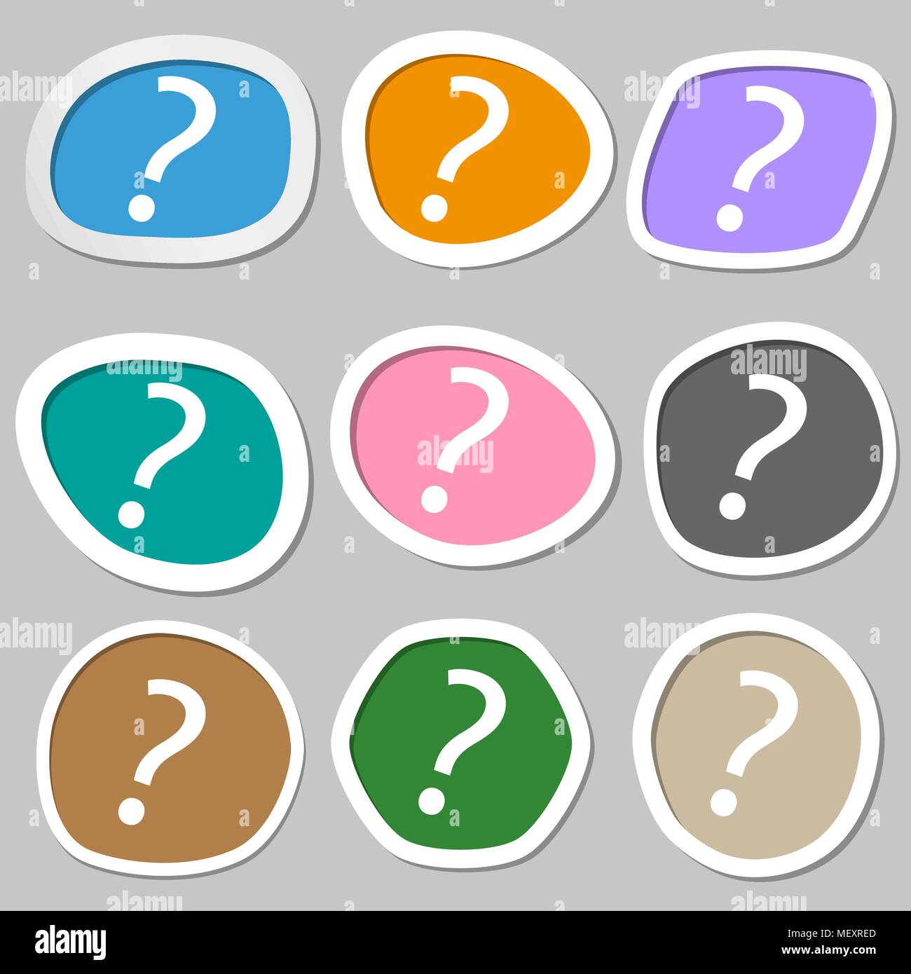 Question mark sign icon. Help symbol. FAQ sign. Multicolored paper ...