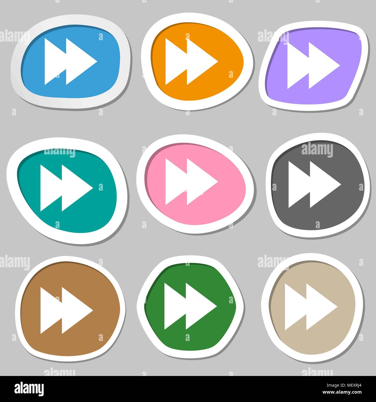 multimedia sign icon. Player navigation symbol. Multicolored paper ...