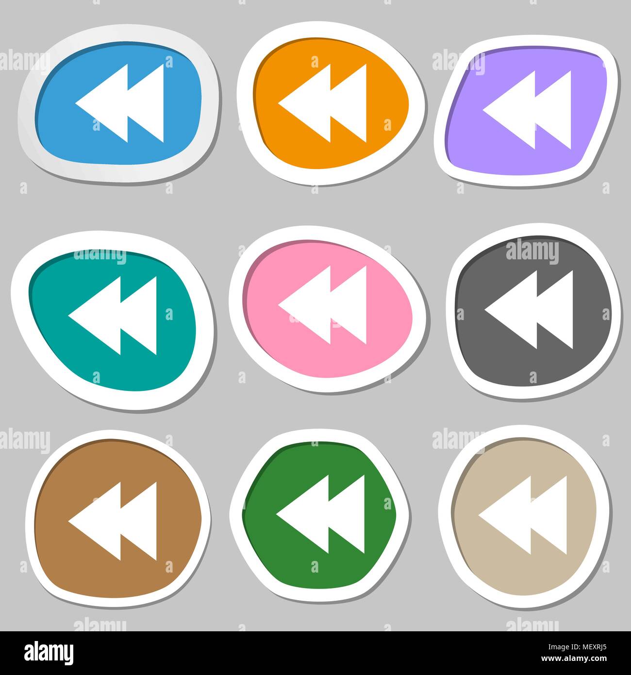 multimedia sign icon. Player navigation symbol. Multicolored paper ...