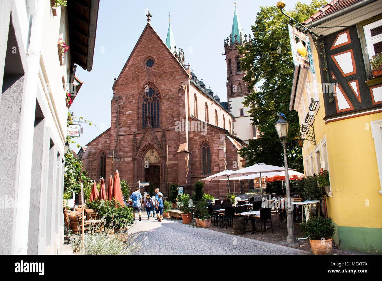 German people and foreigner travelers visit and travel building retro ...