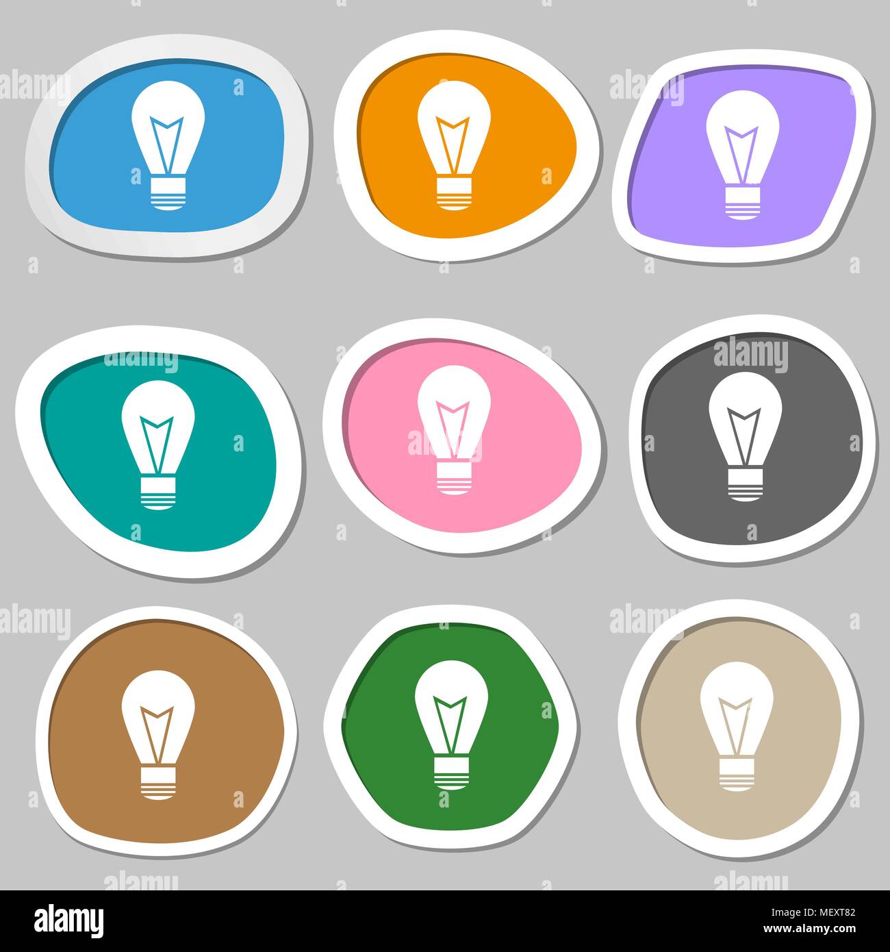 Light lamp sign icon. Idea symbol. Lightis on. Multicolored paper ...