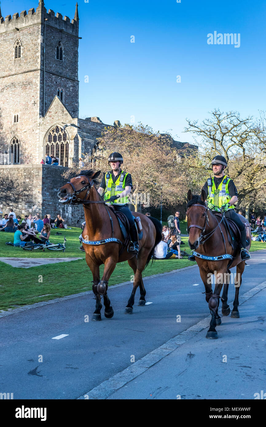 Mounted Police patrolling Castle Park Bristol, Bristol Project Stock ...