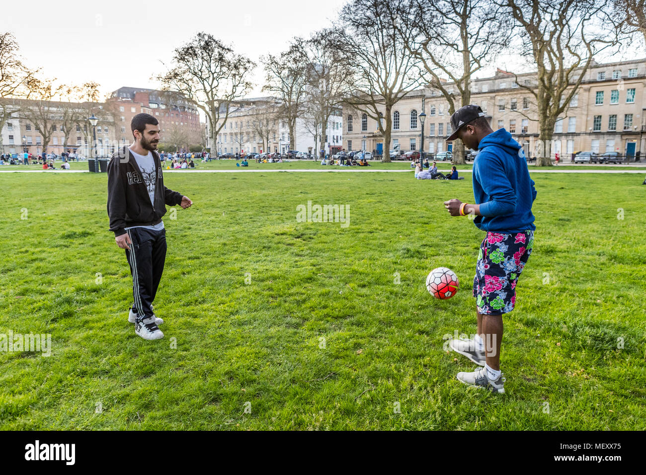 Young people playing ball games in Queen Square Park. Bristol Project ...