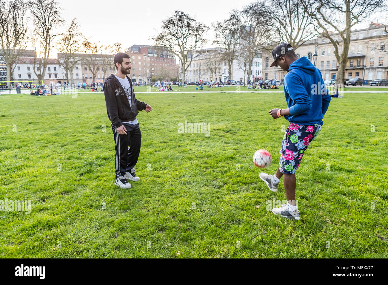 Young people playing ball games in Queen Square Park. Bristol Project ...
