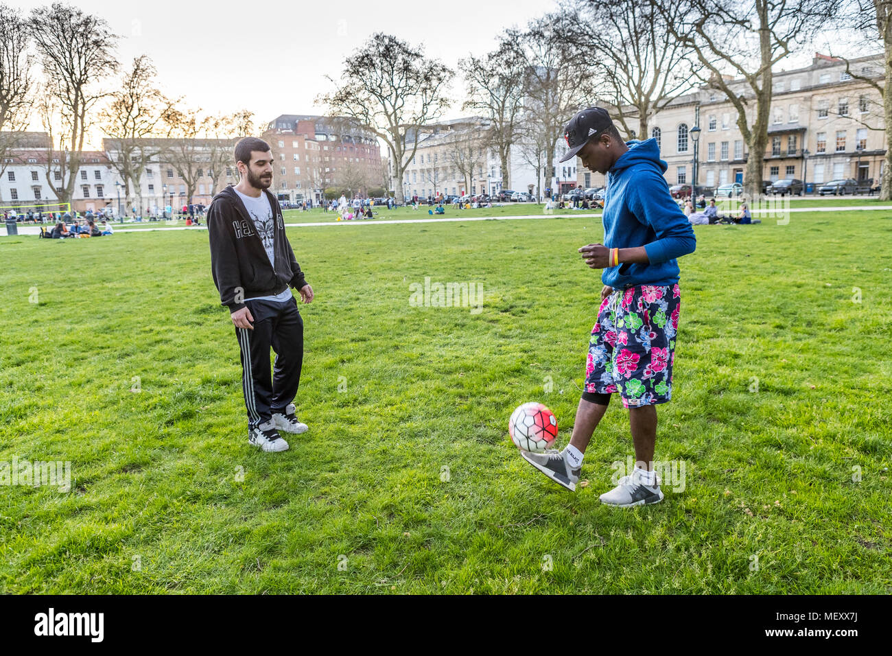 Young people playing ball games in Queen Square Park. Bristol Project ...