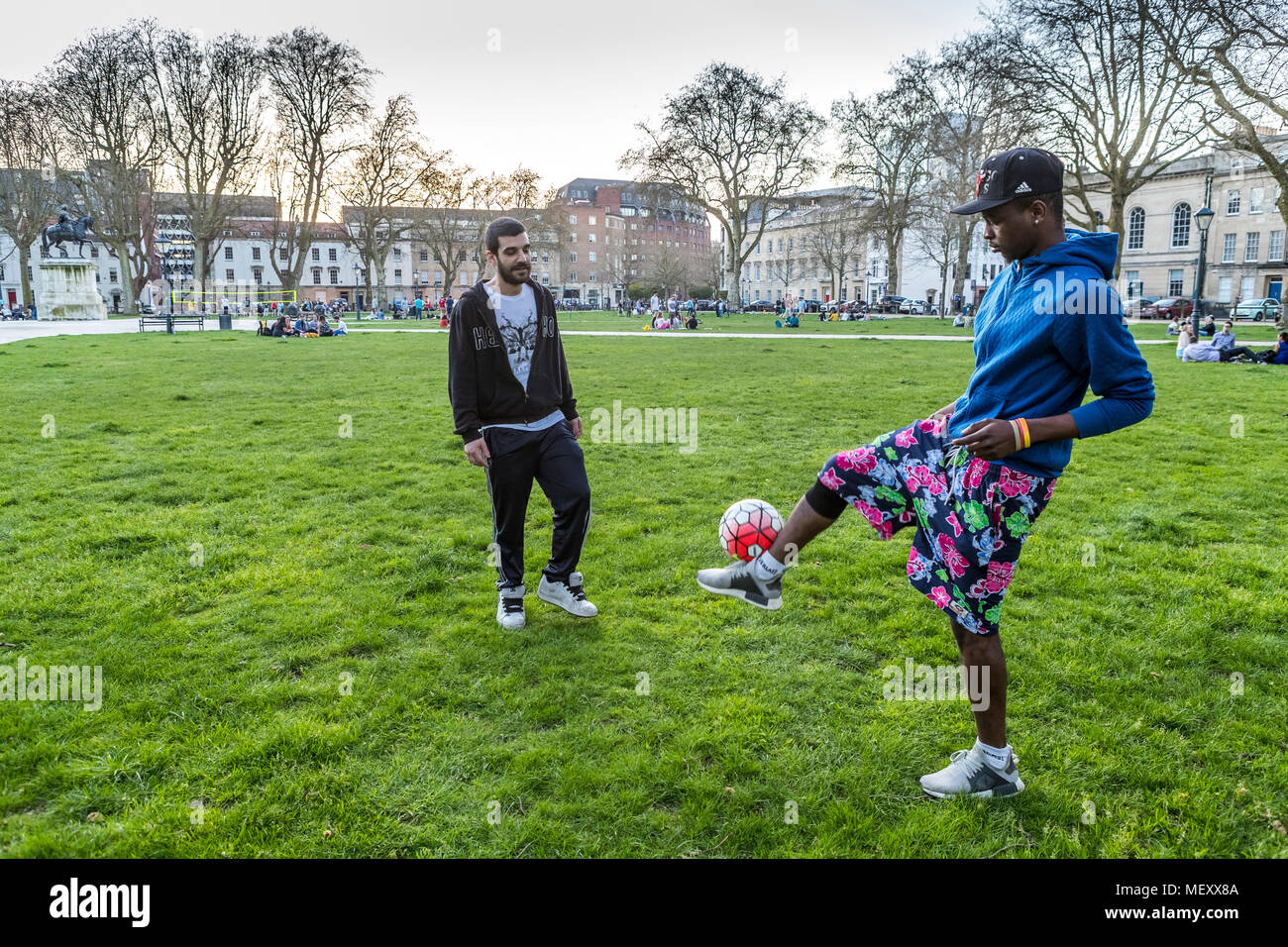 Young people playing ball games in Queen Square Park. Bristol Project ...