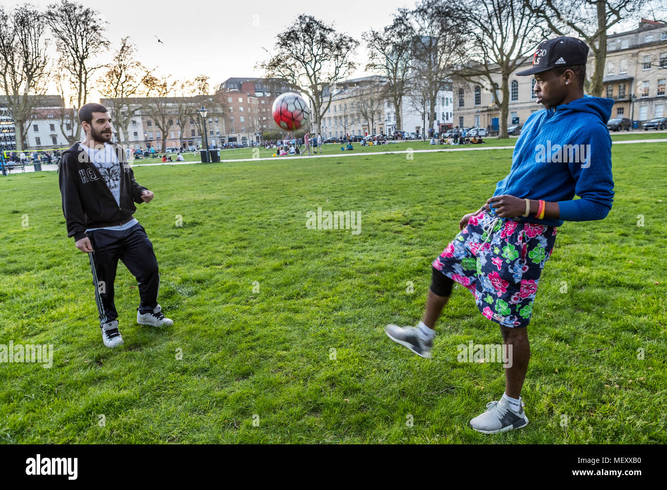 Young people playing ball games in Queen Square Park. Bristol Project ...