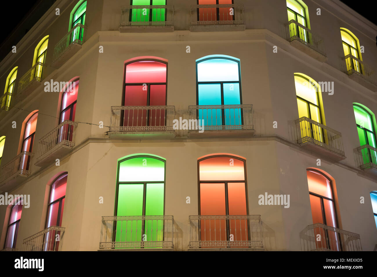Red lit windows hi-res stock photography and images - Alamy