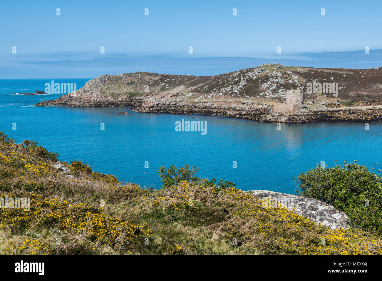Looking across the Tresco Channel from Bryher to Tresco including ...