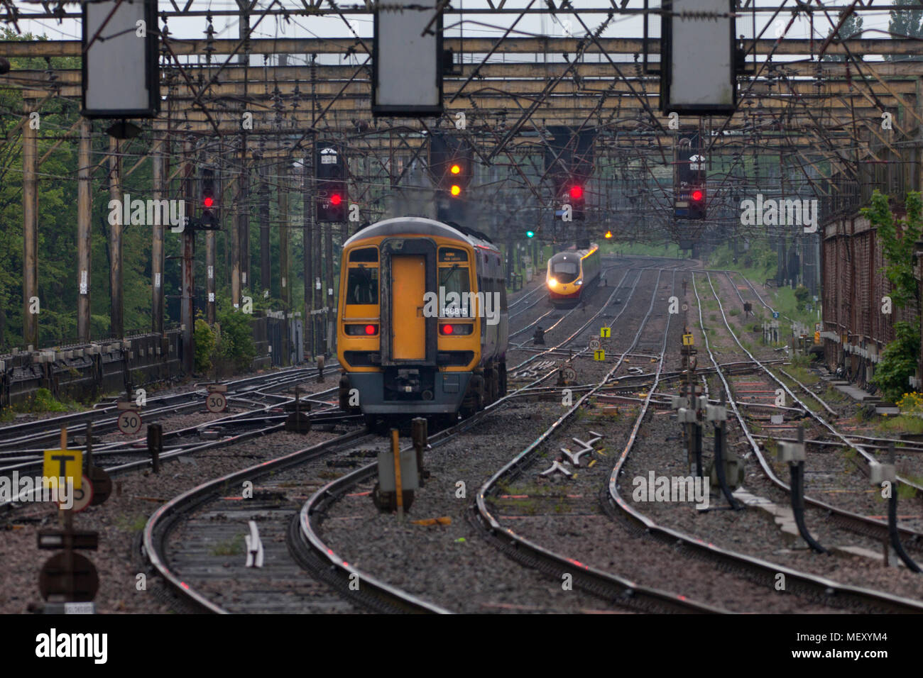 Virgin trains Pendolino and Northern rail class 158 sprinter trains on ...