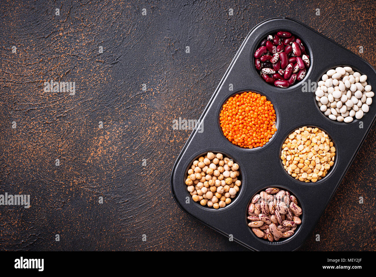 Chickpeas, red lentils, yellow peas and beans Stock Photo - Alamy