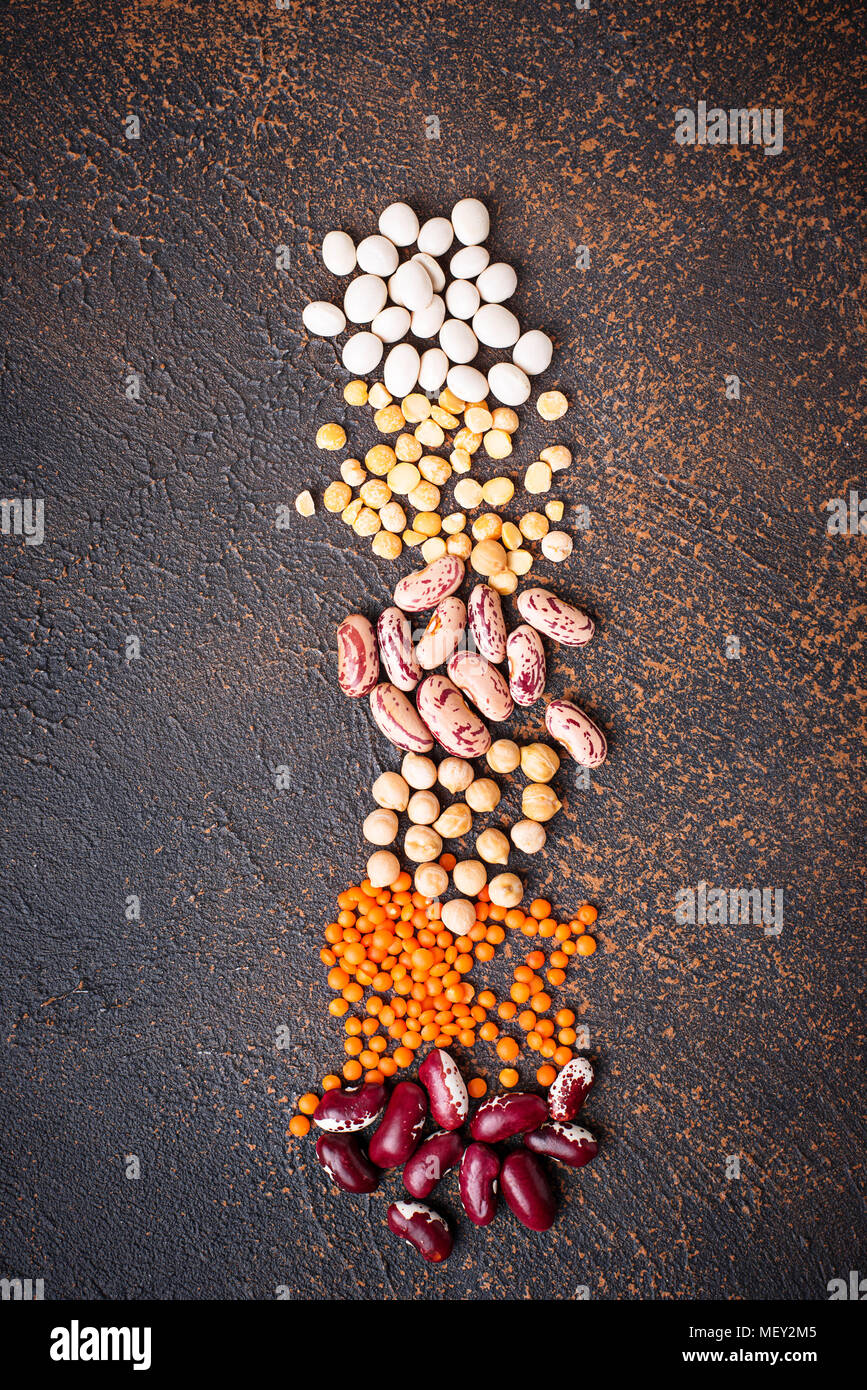 Chickpeas, red lentils, yellow peas and beans Stock Photo - Alamy