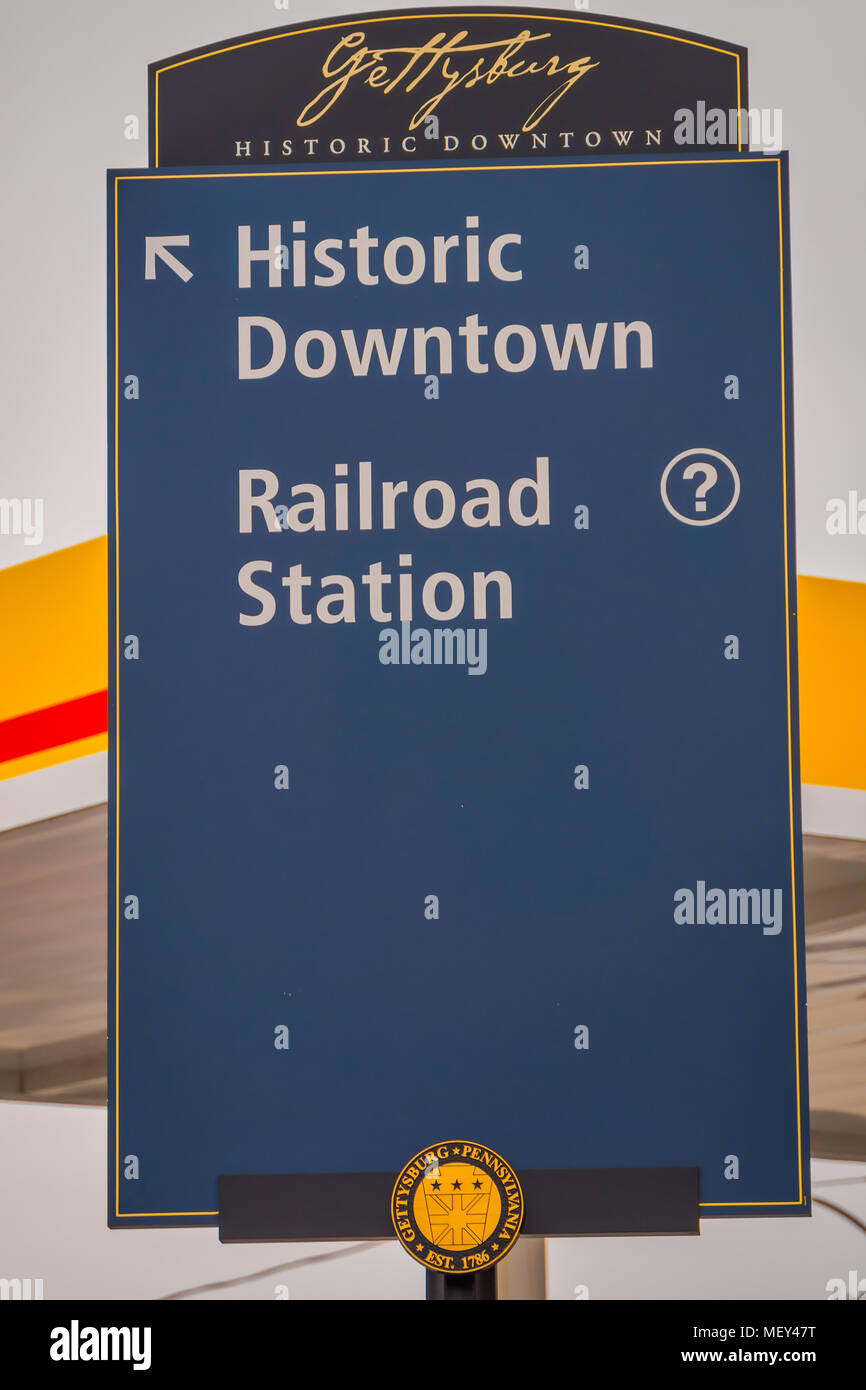 LANCASTER, USA - APRIL, 18, 2018: Close up of informative sign of ...
