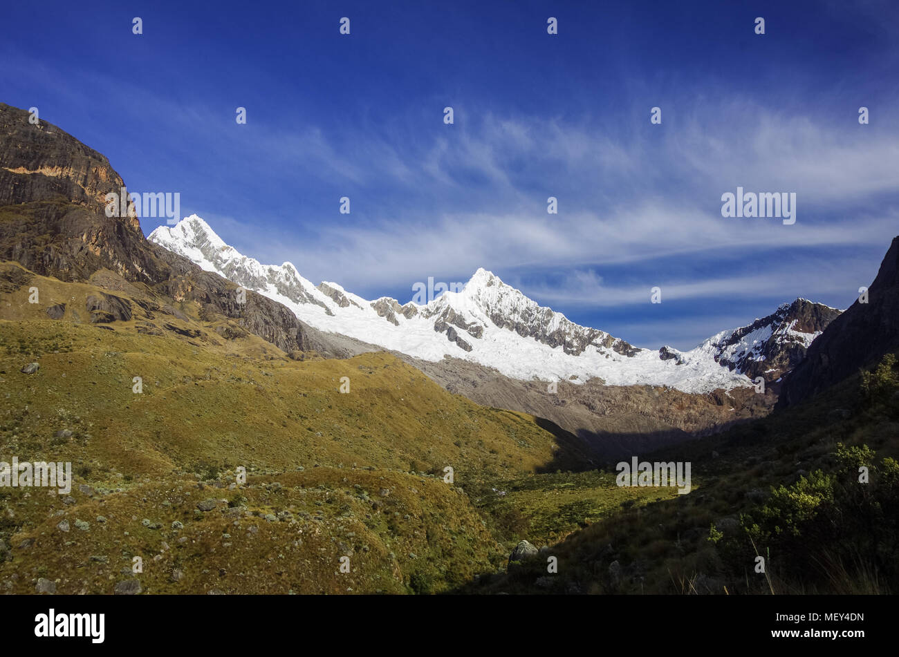 Amazing landscape around Alpamayo, one of highest mountain peaks in ...