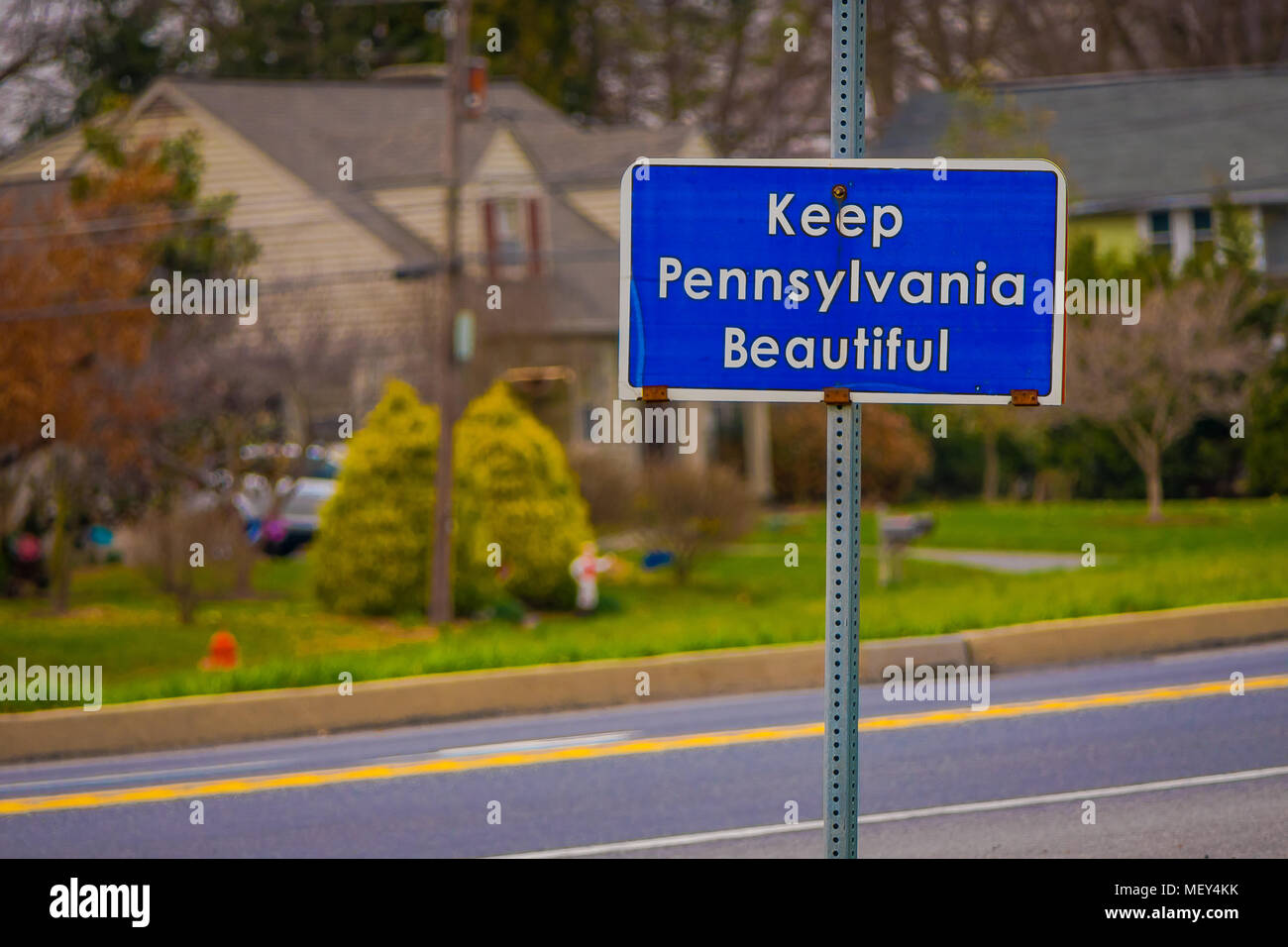 LANCASTER, USA - APRIL, 18, 2018: Close up of informative sign located ...