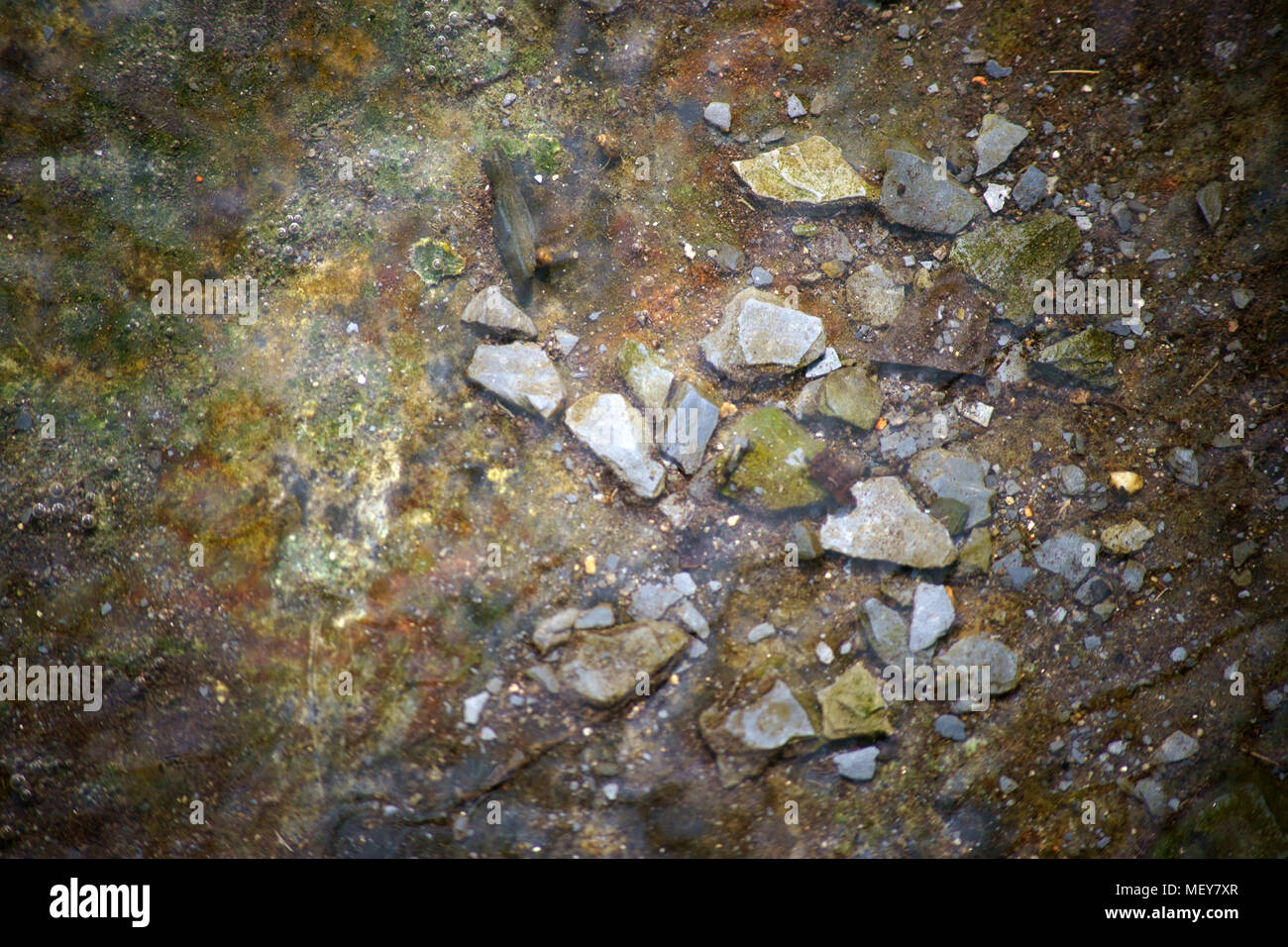 Slate stones, sharp stones and mineral under clear water Stock Photo ...