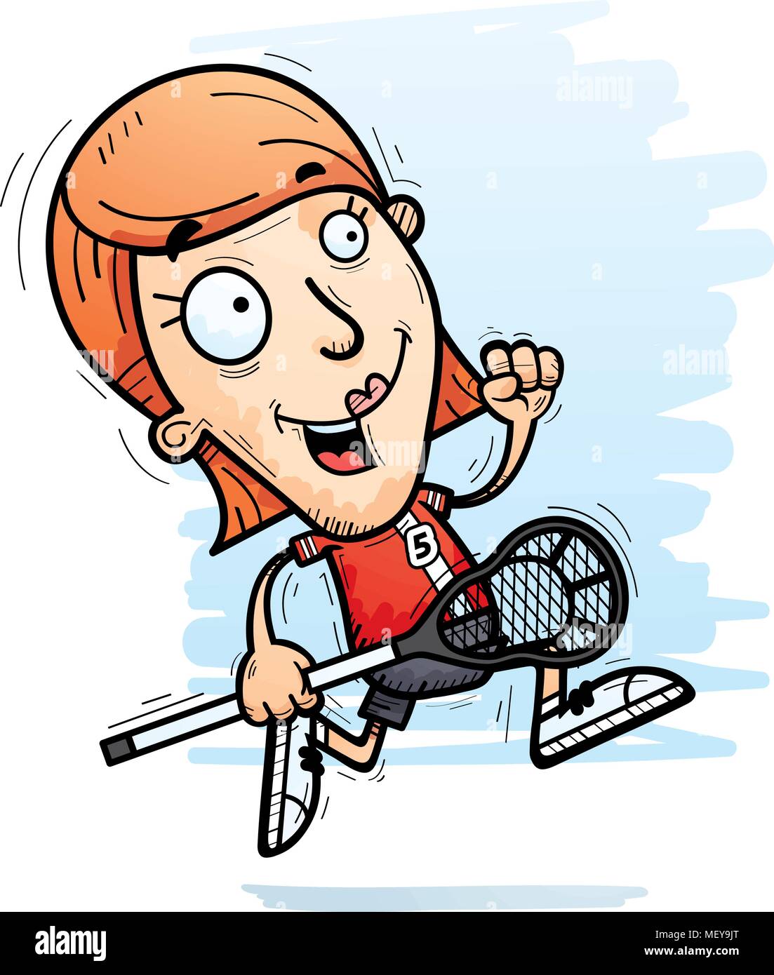 A cartoon illustration of a woman lacrosse player running Stock Vector ...