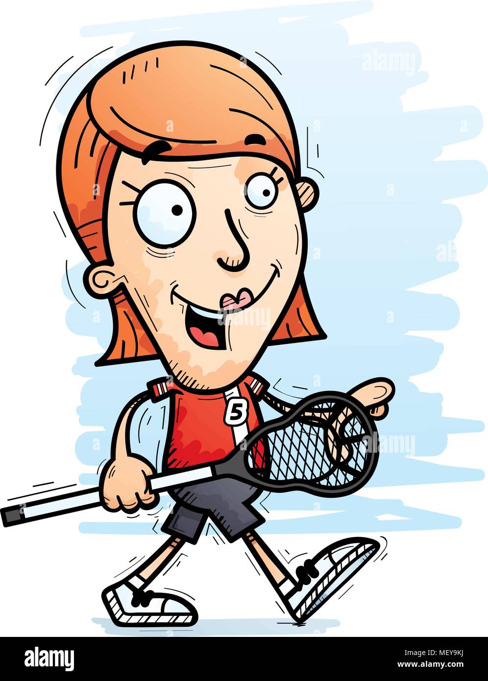 A cartoon illustration of a woman lacrosse player walking Stock Vector ...