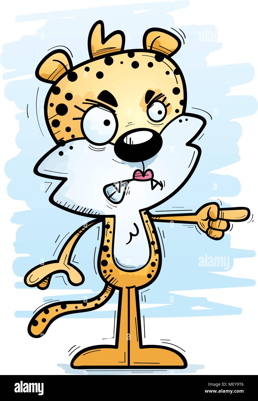 A cartoon illustration of a female leopard looking angry and pointing ...
