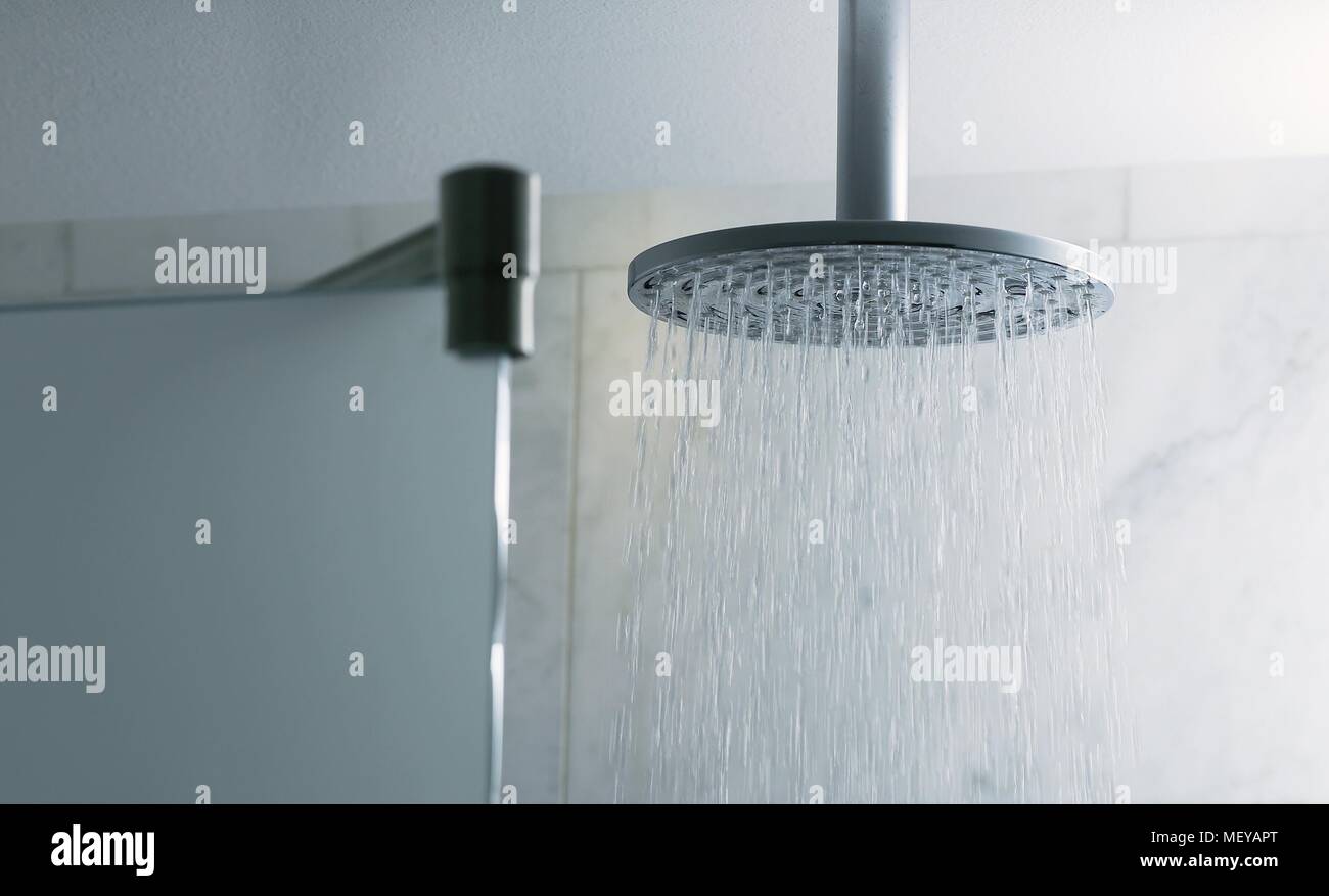 Shower water flowing Stock Photo - Alamy