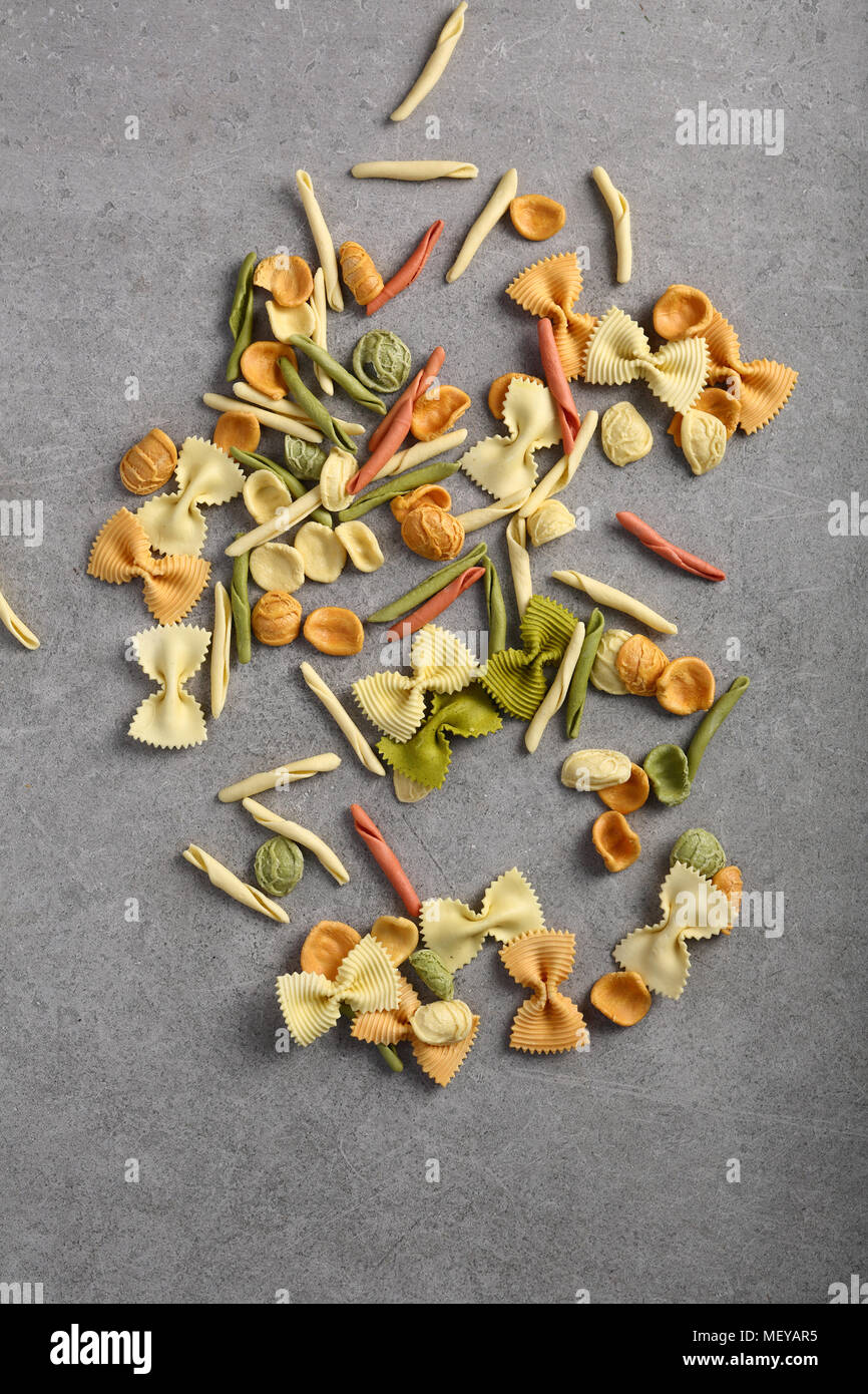 Pasta on loft background, food abobve Stock Photo - Alamy