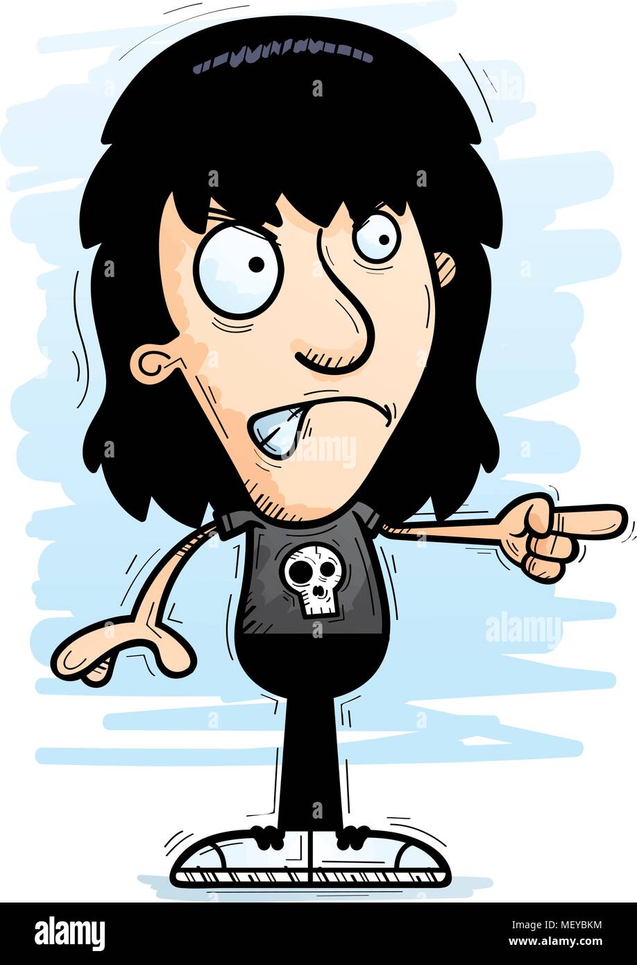 A cartoon illustration of a metalhead looking angry and pointing Stock ...
