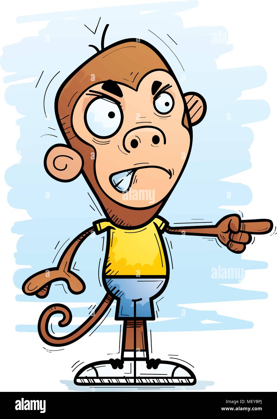 A cartoon illustration of a monkey looking angry and pointing Stock ...