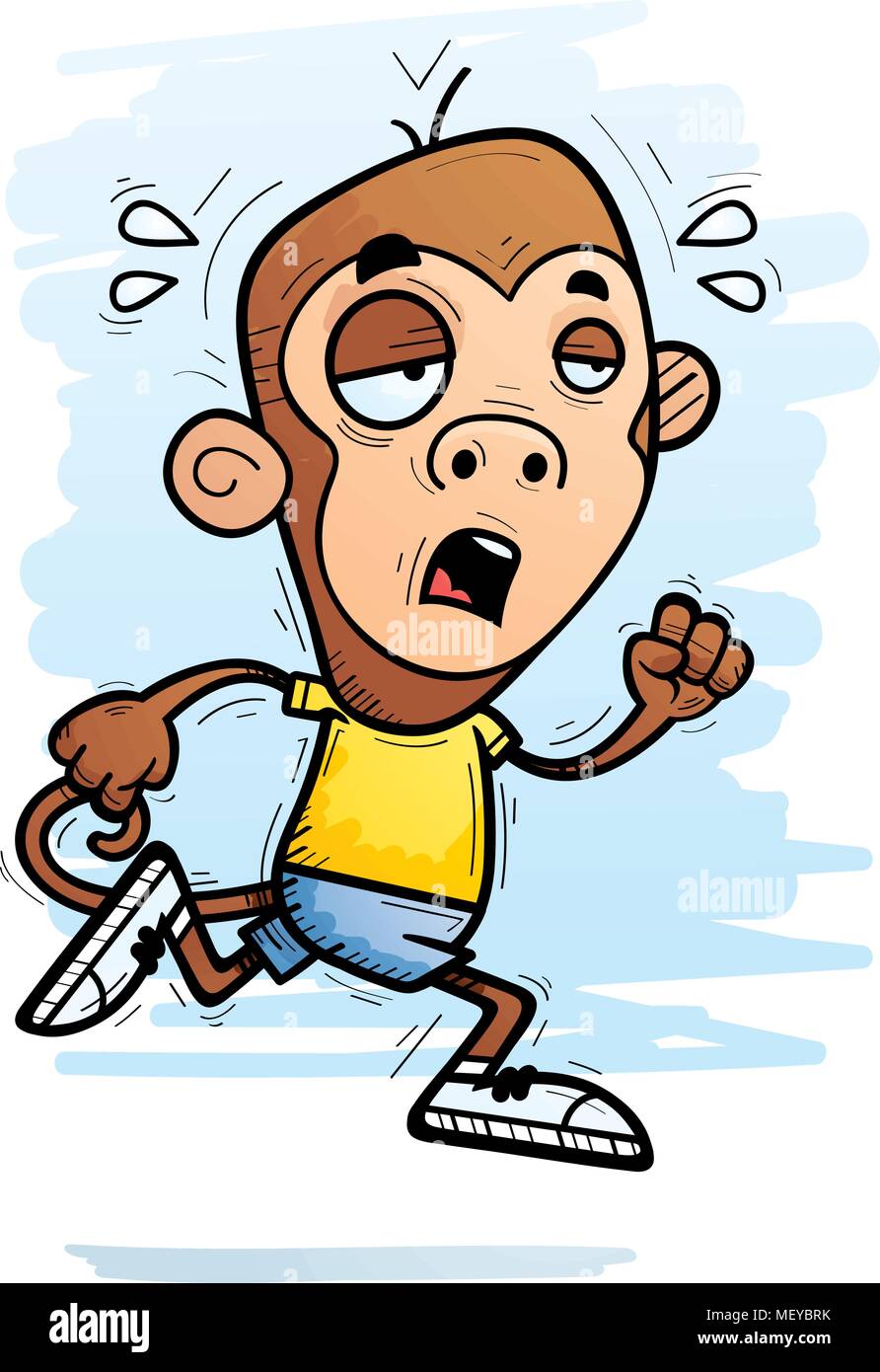 A cartoon illustration of a monkey running and looking exhausted Stock ...