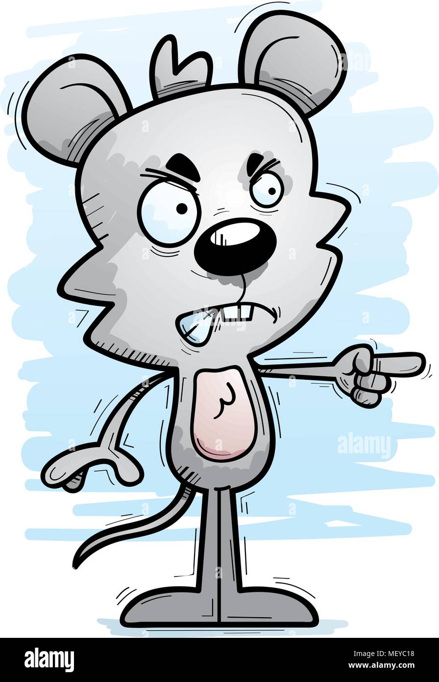 A cartoon illustration of a male mouse looking angry and pointing Stock ...