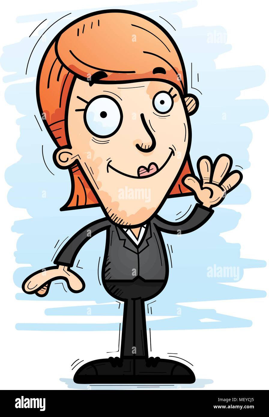 A cartoon illustration of a businesswoman waving Stock Vector Image ...