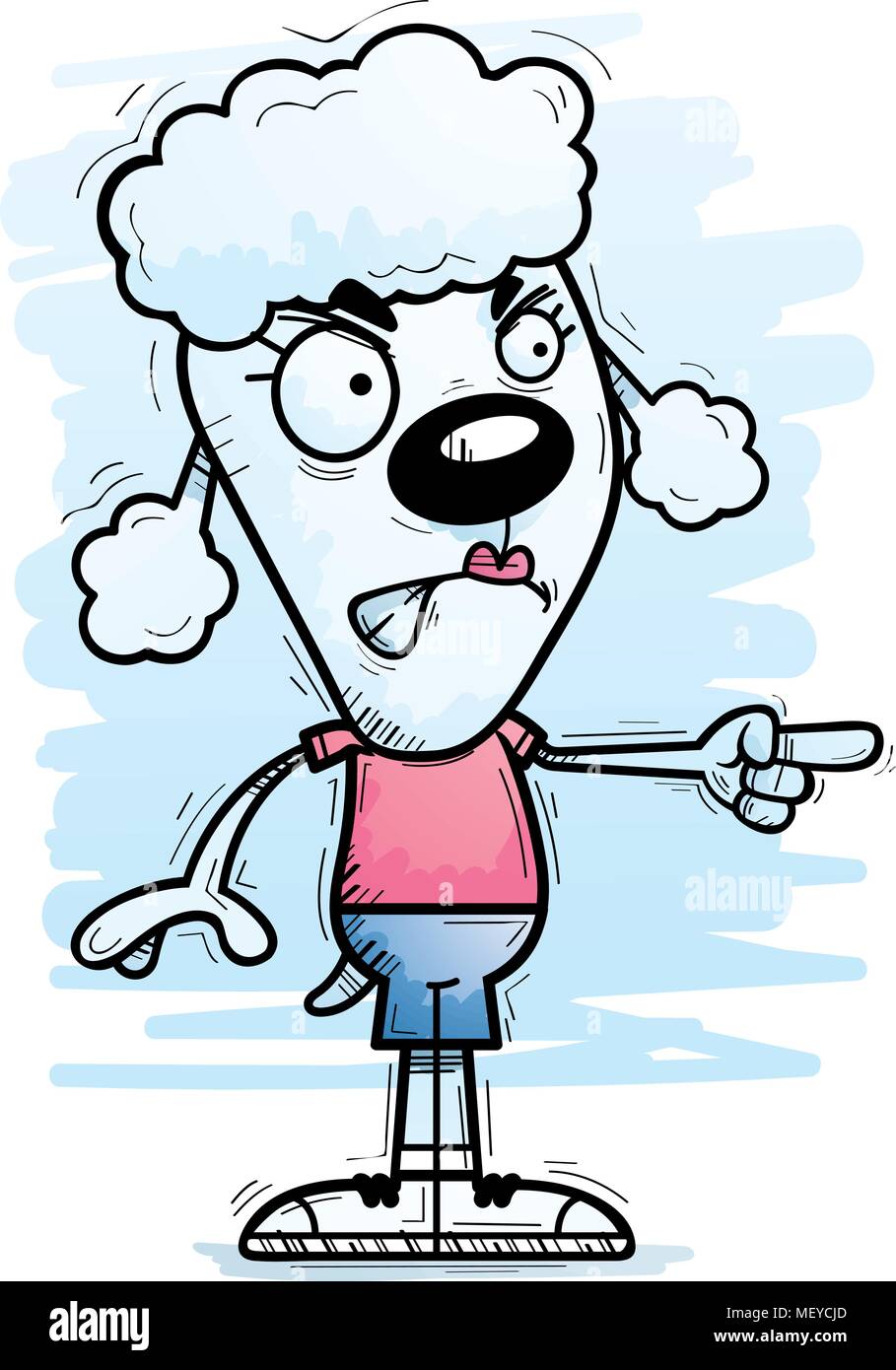 A cartoon illustration of a poodle looking angry and pointing Stock ...
