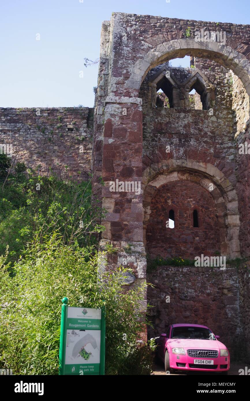 Norman Gatehouse of Rougemont Castle. Exeter, Devon, UK. April, 2018 ...