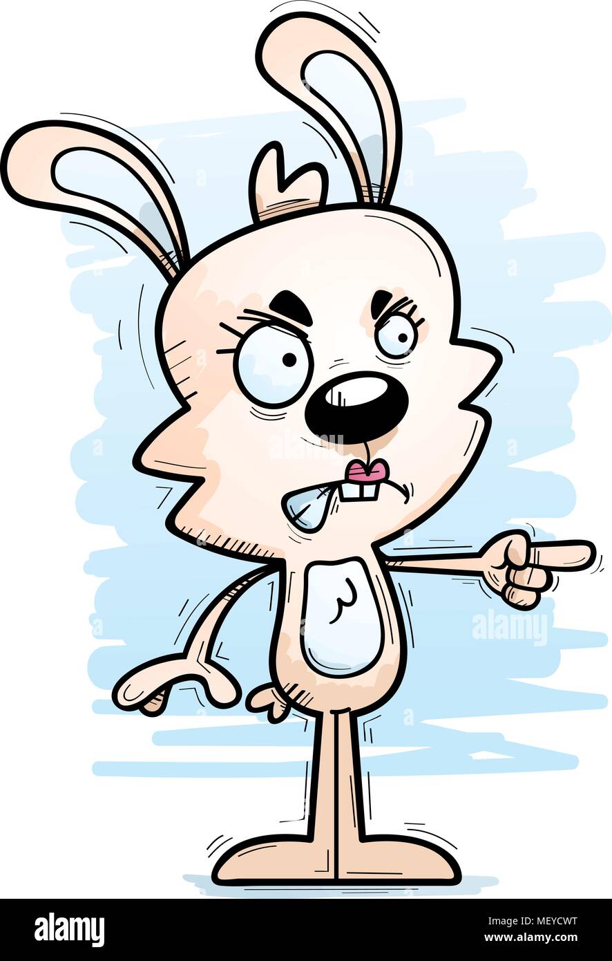 A cartoon illustration of a female rabbit looking angry and pointing ...