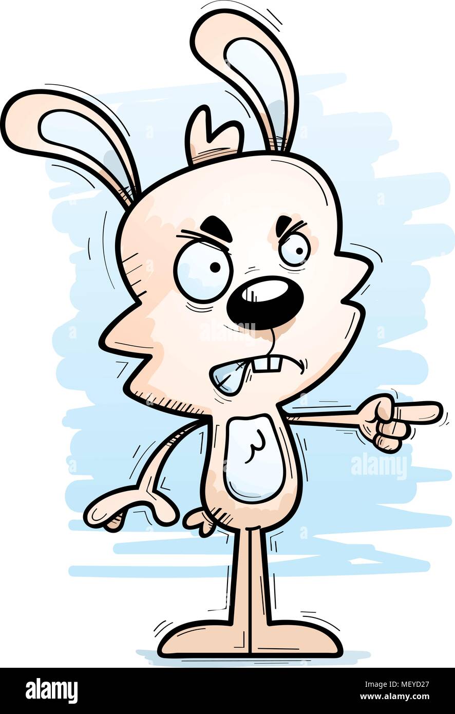A cartoon illustration of a male rabbit looking angry and pointing ...