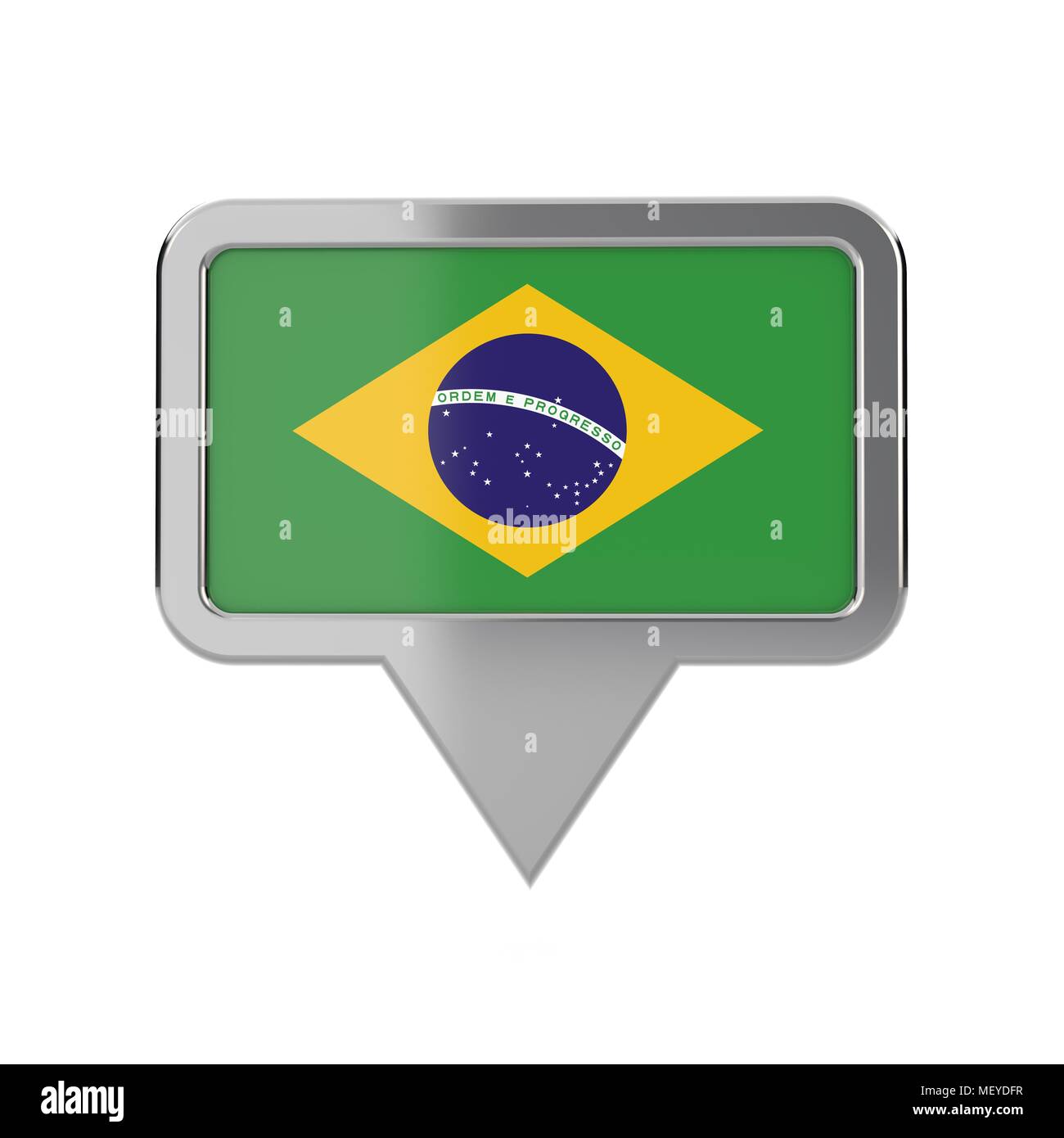 Brazil flag location marker icon. 3D Rendering Stock Photo - Alamy