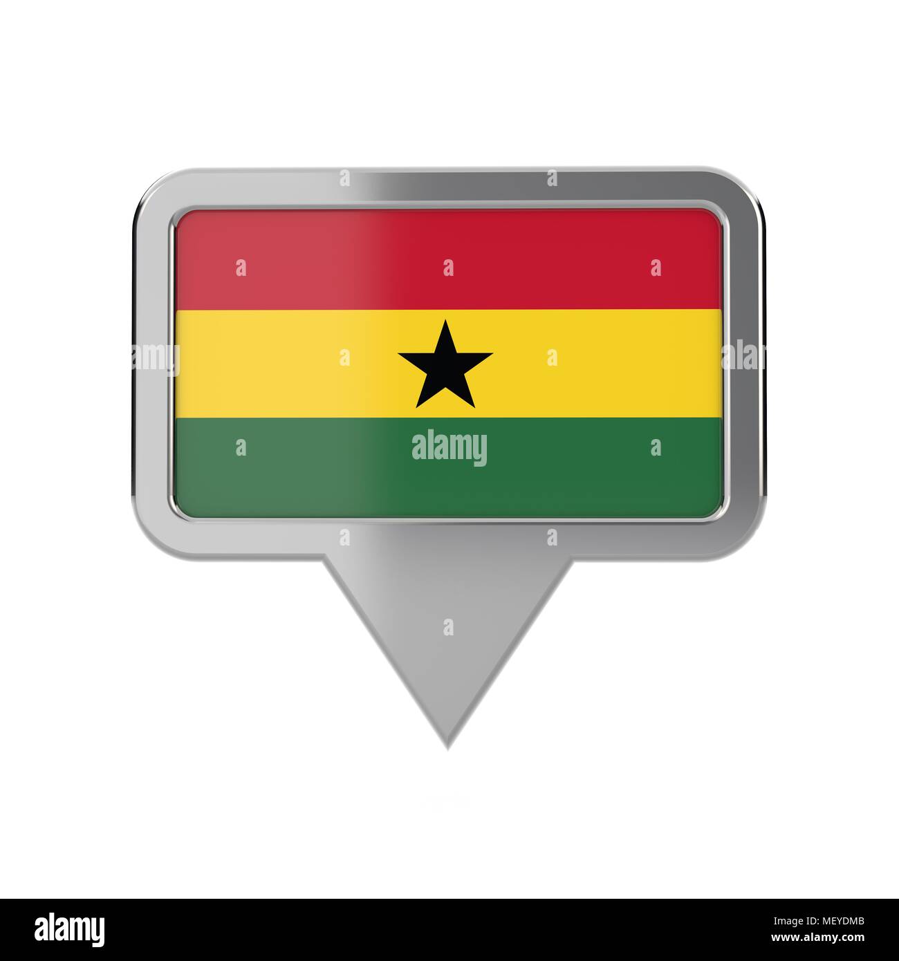 Ghana flag location marker icon. 3D Rendering Stock Photo - Alamy
