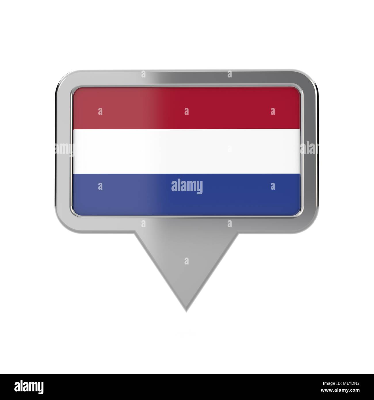 Netherlands flag location marker icon. 3D Rendering Stock Photo - Alamy