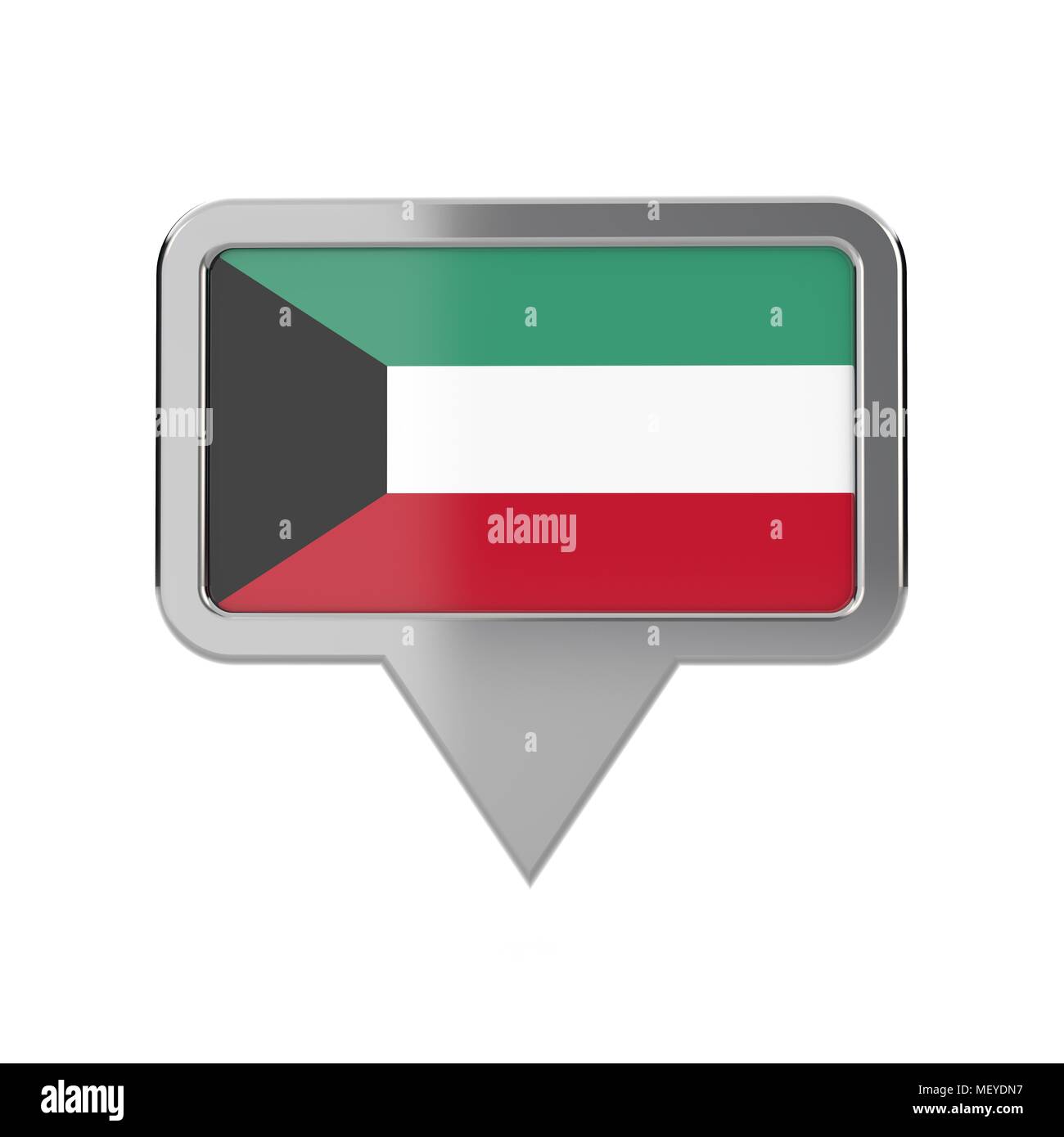 Kuwait flag location marker icon. 3D Rendering Stock Photo - Alamy