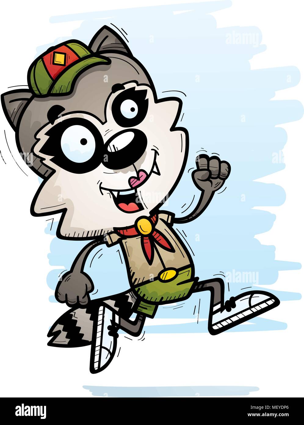 A cartoon illustration of a female raccoon scout running Stock Vector ...