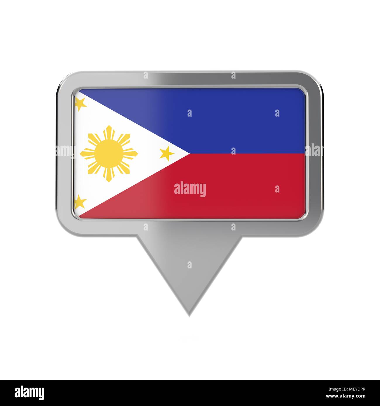 Philippines flag location marker icon. 3D Rendering Stock Photo - Alamy