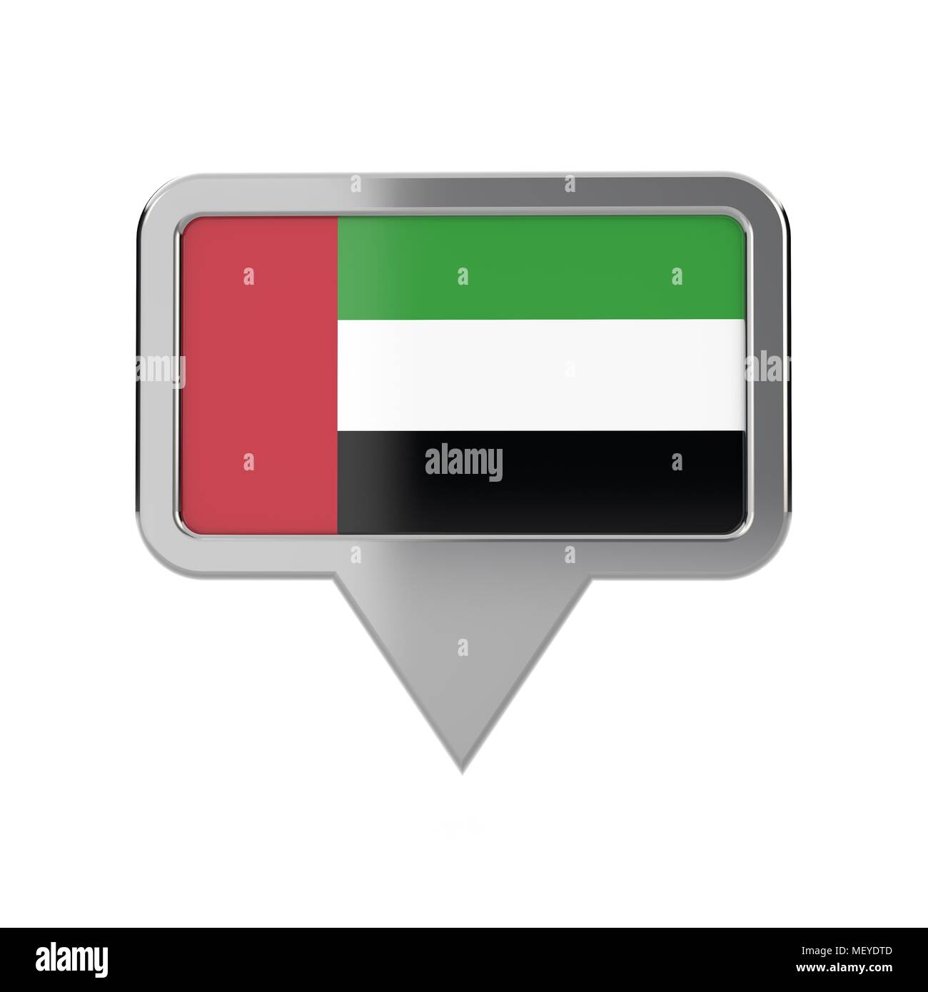 United Arab Emirates flag location marker icon. 3D Rendering Stock ...