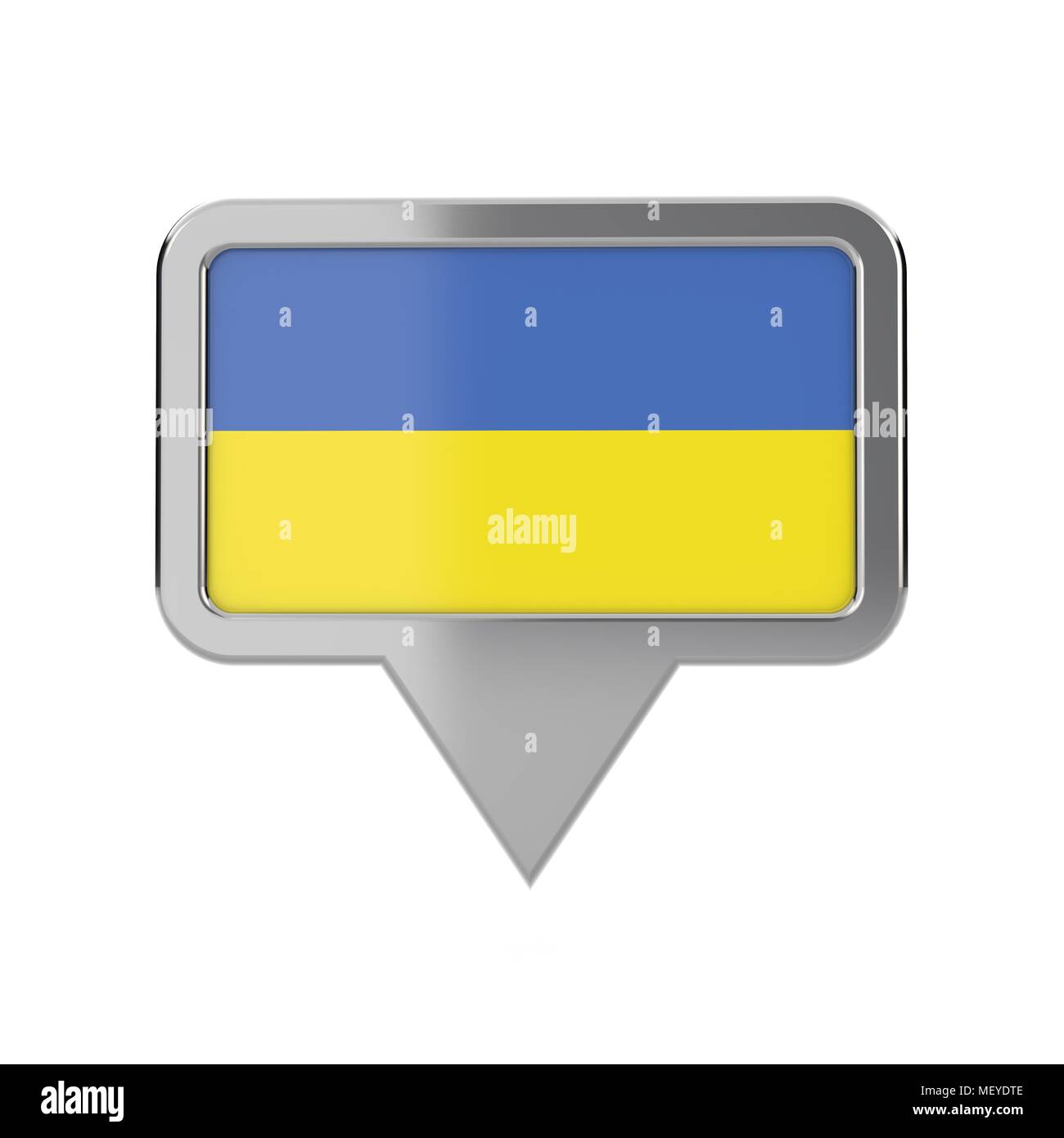 Ukraine flag location marker icon. 3D Rendering Stock Photo - Alamy