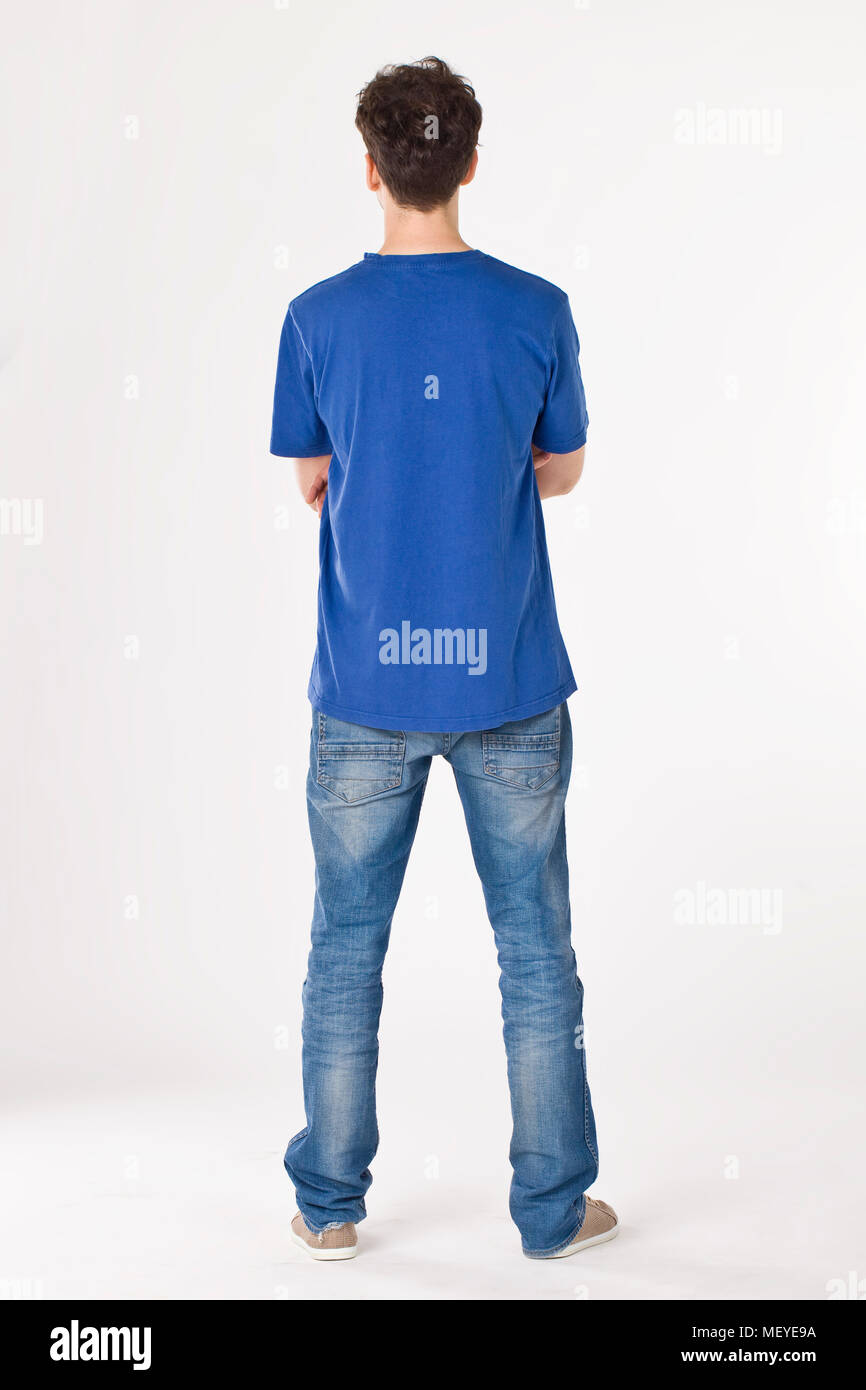 Offended man standing back to camera Stock Photo - Alamy