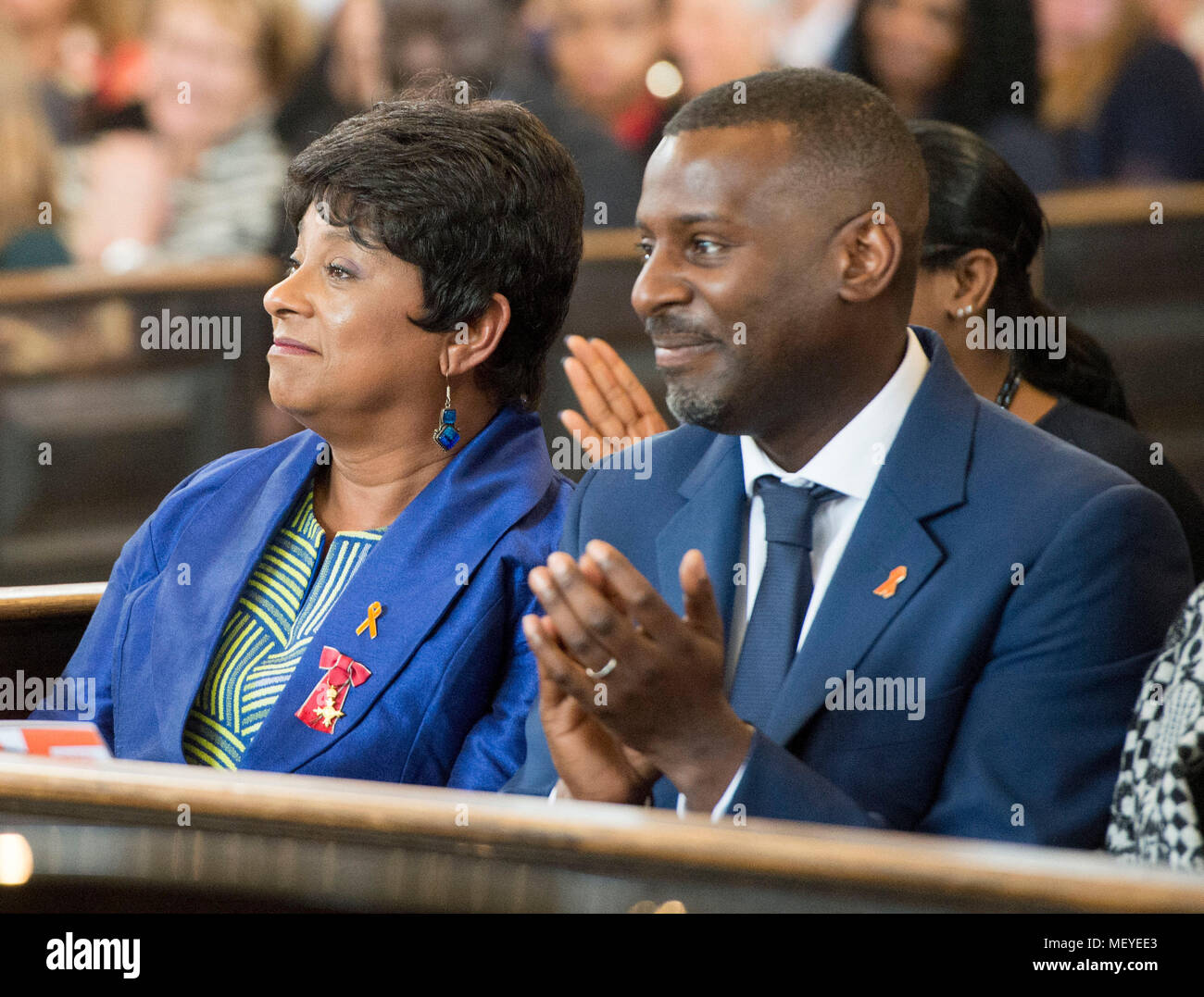 Doreen Lawrence and her son Stuart attend a memorial service at St ...