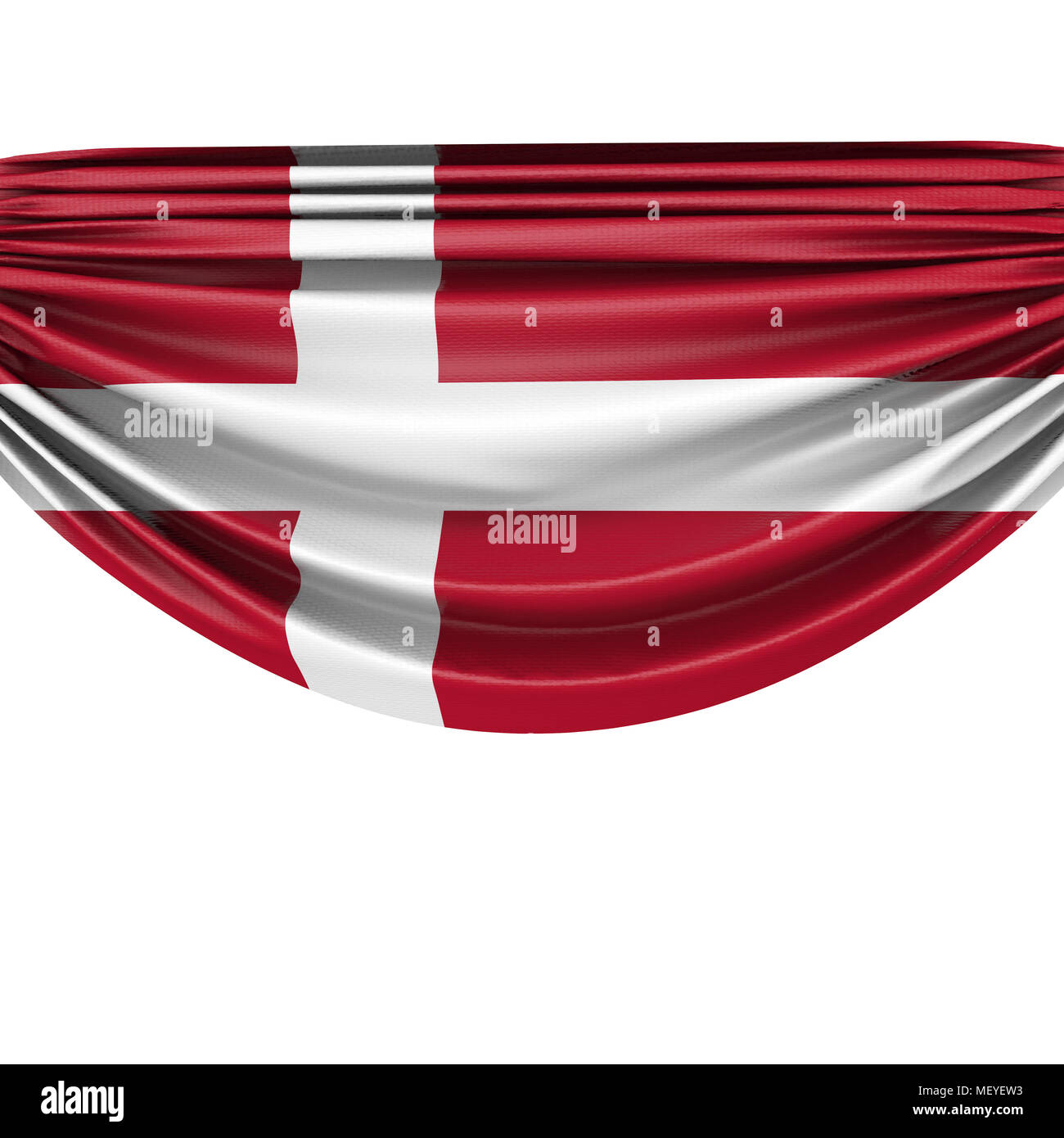 Denmark national flag hanging fabric banner. 3D Rendering Stock Photo ...