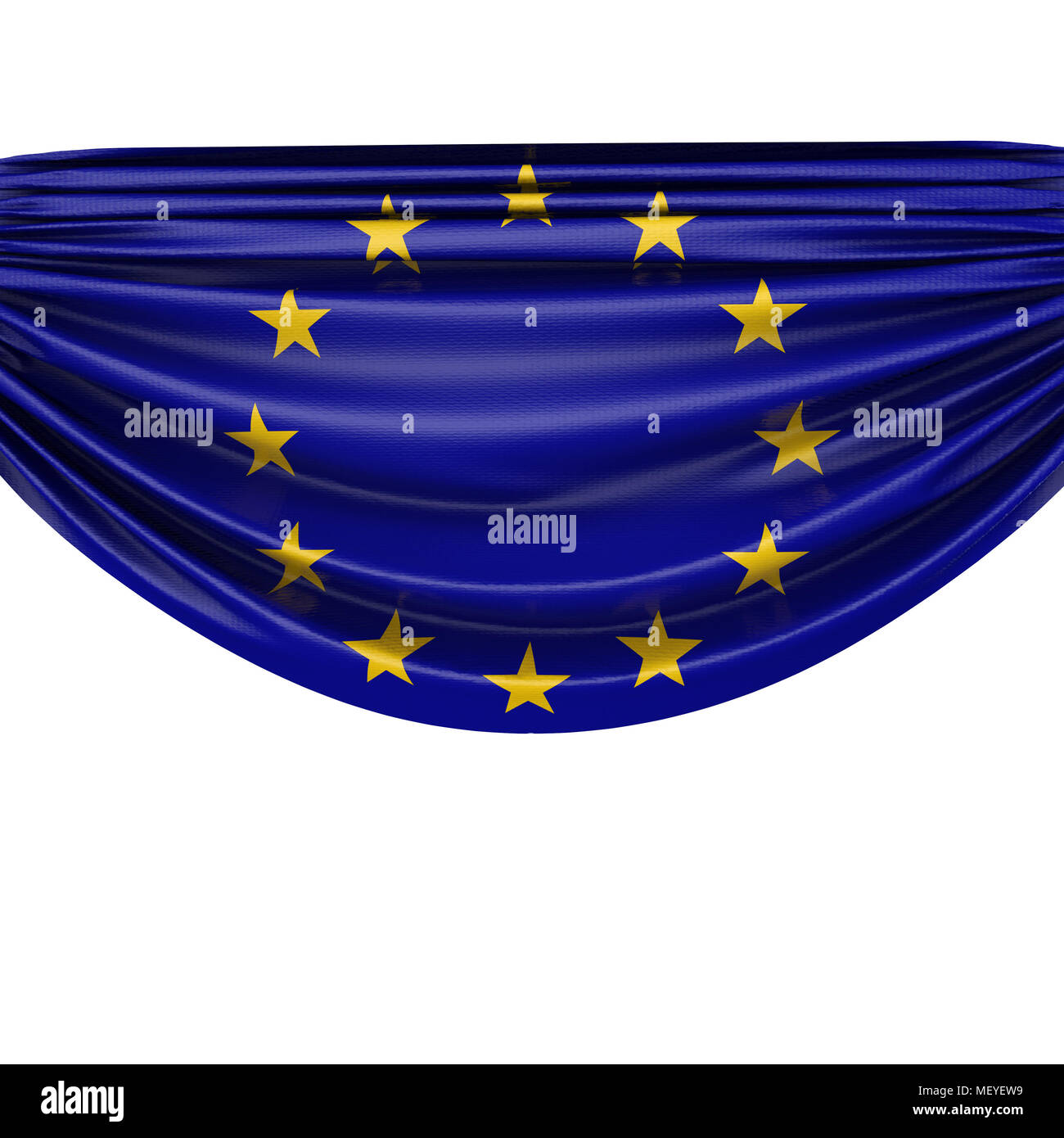 European Union national flag hanging fabric banner. 3D Rendering Stock ...