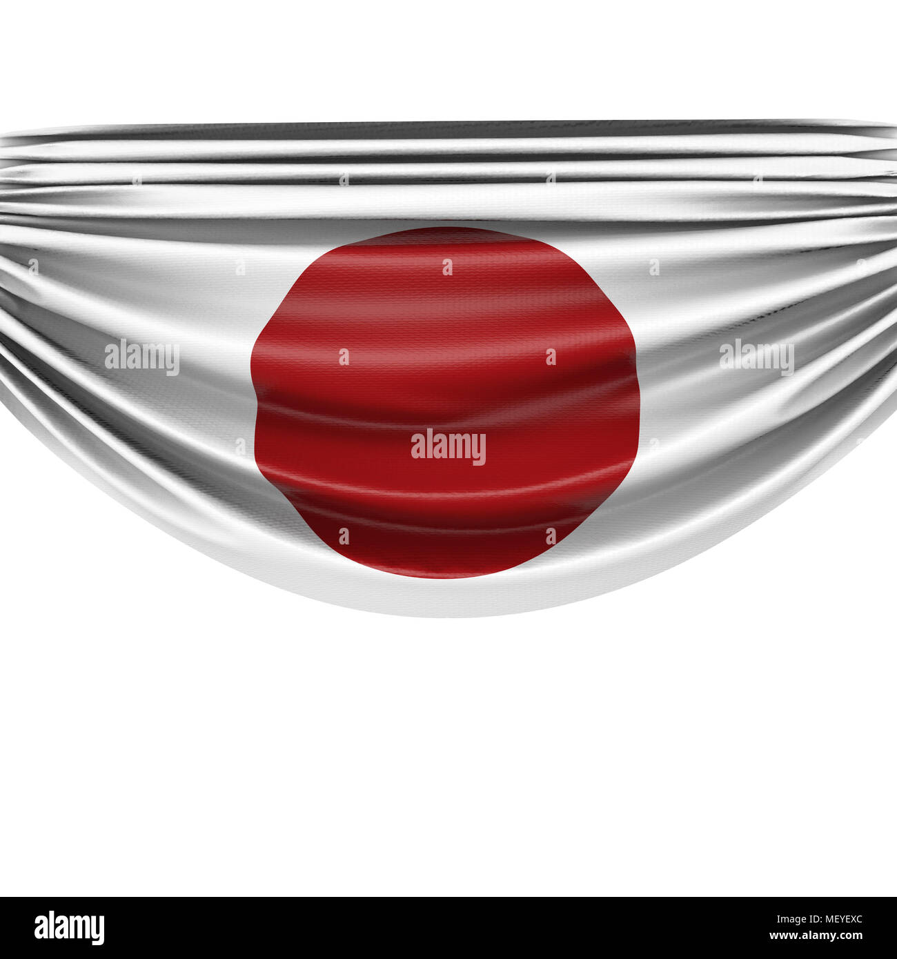 Japan national flag hanging fabric banner. 3D Rendering Stock Photo - Alamy