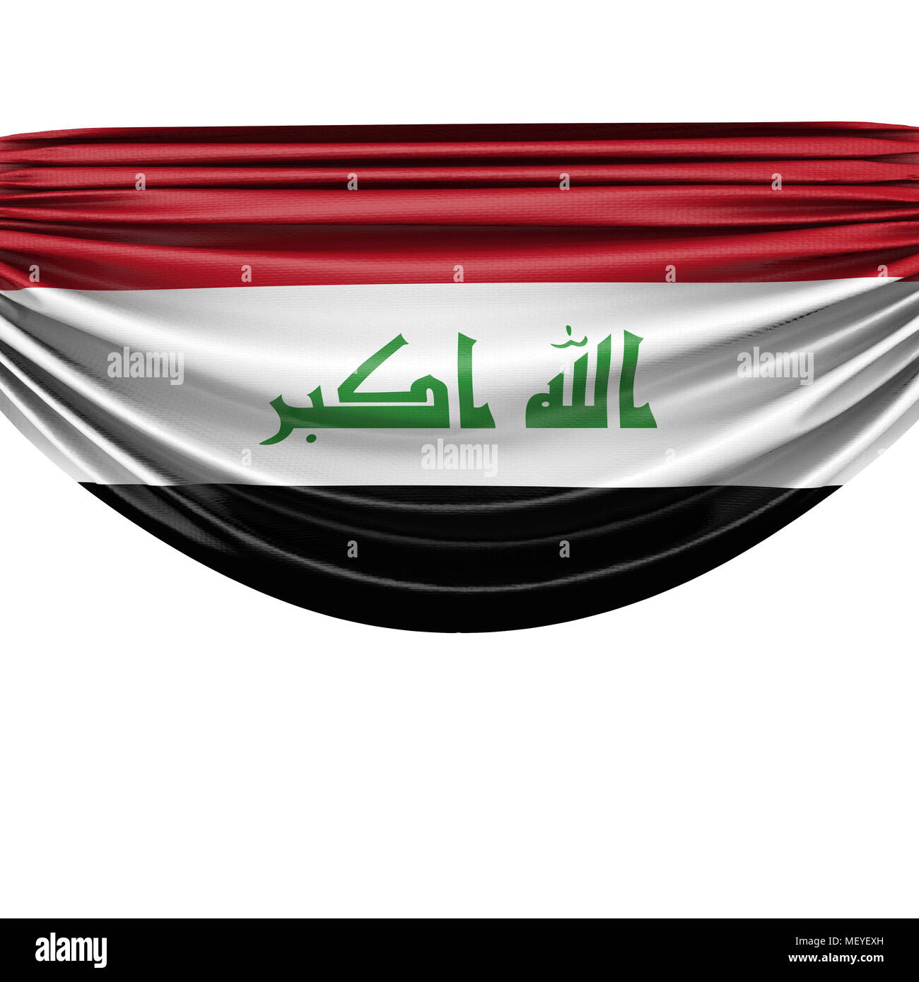 Iraq national flag hanging fabric banner. 3D Rendering Stock Photo - Alamy